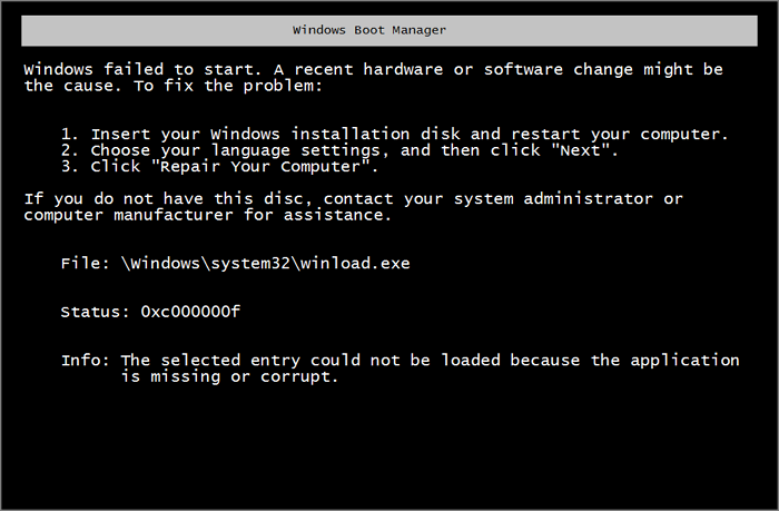 Windows 부팅 관리자 부팅 실패 문제를 해결하는 방법 Easeus