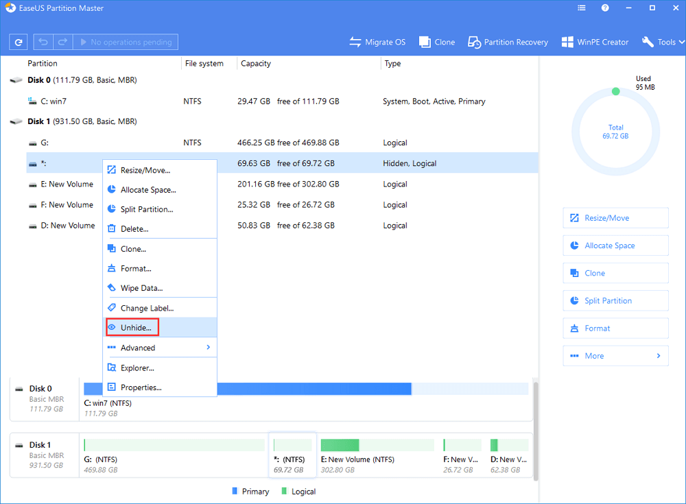 Windows 10에서 인식되지 않는 Gpt 하드 디스크 파티션 수정 방법 Easeus
